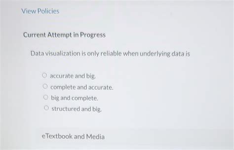 Solved Data Visualization Is Only Reliable When Underlying