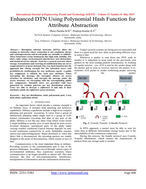 Enhanced Dtn Using Polynomial Hash Function For Attribute Abstraction