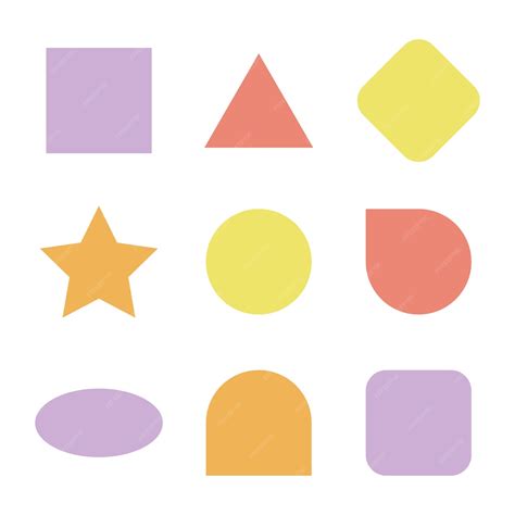 Conjunto De Formas Geométricas Básicas Planas Coloridas Vector Vector