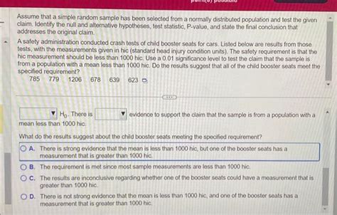Solved Assume That A Simple Random Sample Has Been Selected Chegg