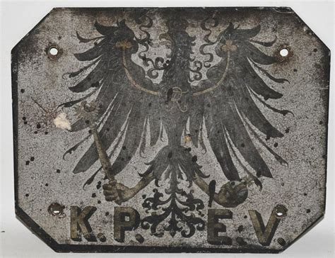 Prussian Enameledcolor Printed Railroad Shield