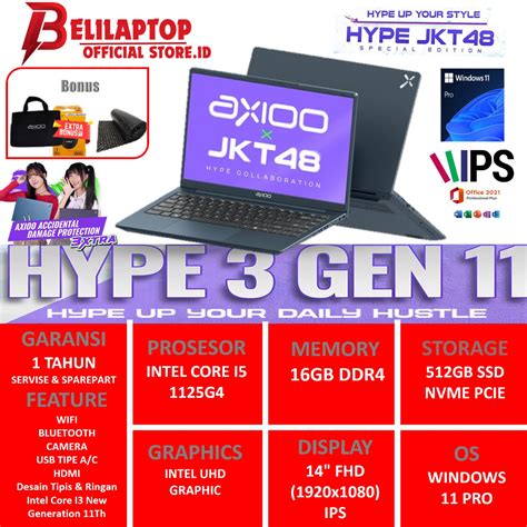Jual AXIOO HYPE G Intel Core I G RAM GB SSD GB FHD