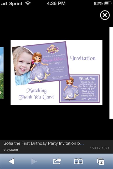 Sophia The First Party Invitations 6th Birthday Parties Birthday