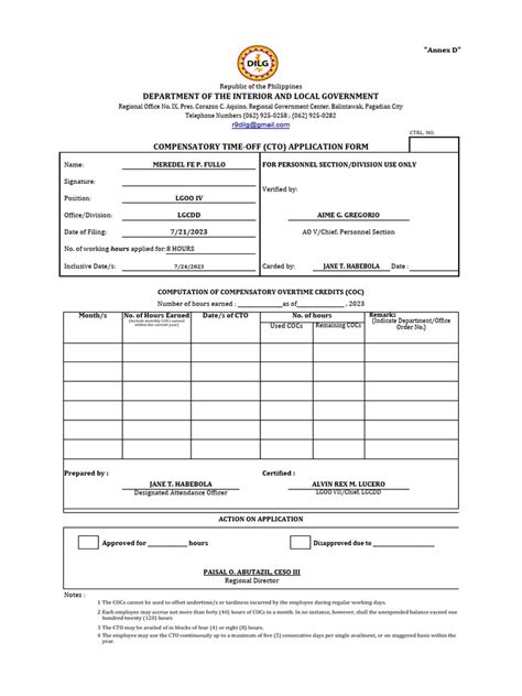 Cto Form Pdf