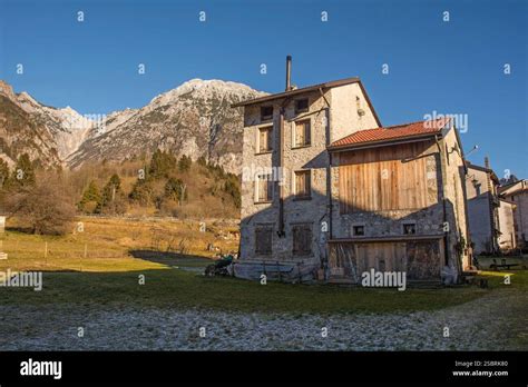 Traditional Stone Mountain Houses In The Historic Village Of Andreis In