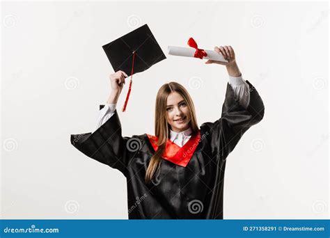 Graduate Girl Is Graduating High School And Celebrating Academic