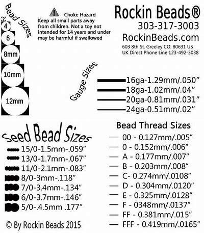 Seed Bead Sizes Chart Inch And Millimeters