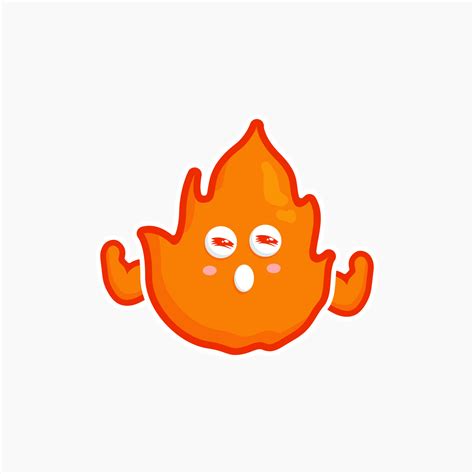 Cute Character Fire Cute Sticker Design Set Bundle For Shop Element Nature Fire Yellow Very