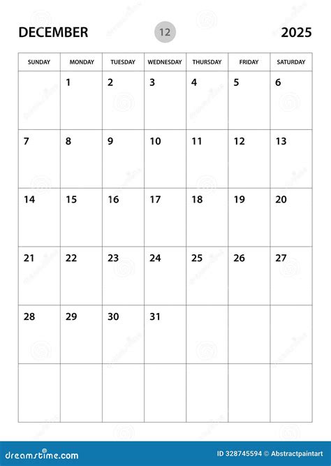 December 2025 Year Planner Template Calendar 2025 Desgin Monthly And