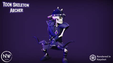 3d Model Cartoon Skeleton Archer Mobile Game Ready Vr Ar Low Poly