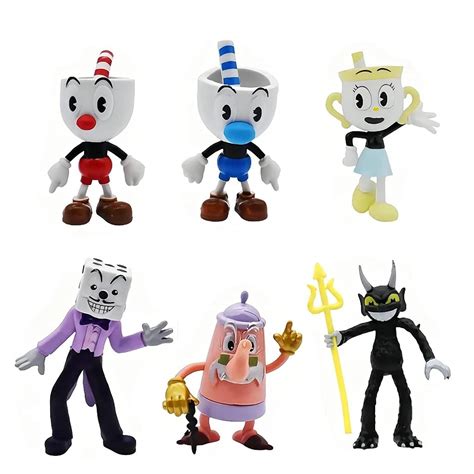 6 Pcs Set Cuphead Mughead Devil Boss King Dice Ms Chalice Action