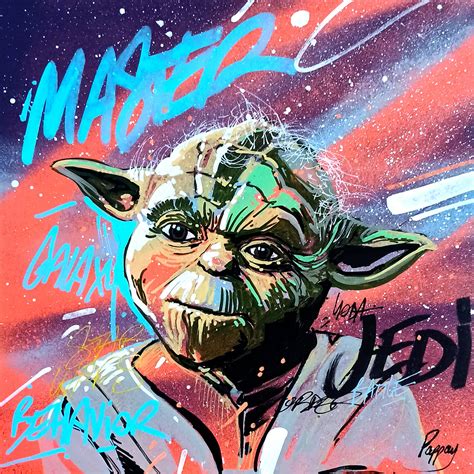 Jedi Master Von Pappay 2023 Malerei Graffiti Filz Auf Holz Singulart