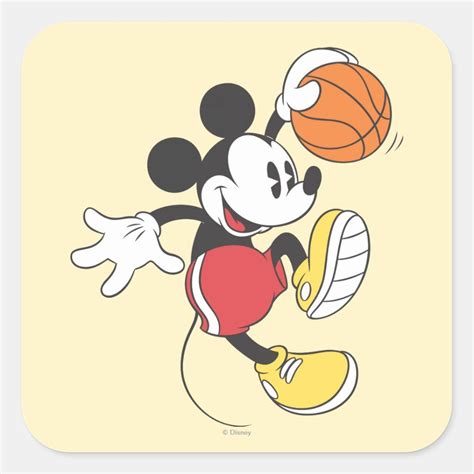 Sporty Mickey Basketball Player Square Sticker Zazzle Mickey