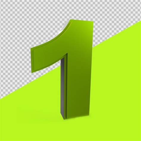 Render 3d Número Verde 1 Psd Premium