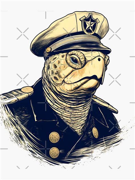Turtle Captain Sailor Sea Turtle Sticker By Dersenat Redbubble