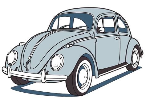 Stylized Light Blue Volkswagen Beetle Illustration 59480926 Vector Art