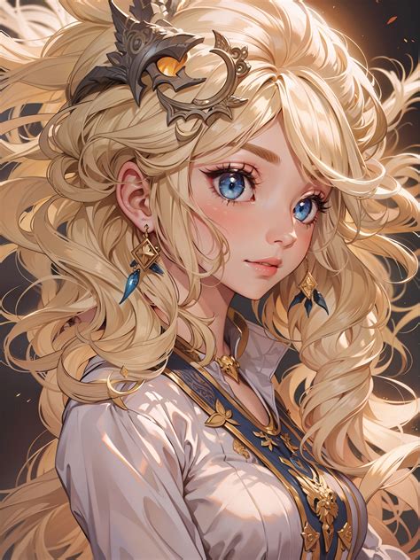 A Close Up Of A Woman With Long Blonde Hair And Blue Eyes Seaart Ai