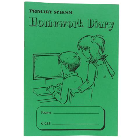 Primary School Homework Diary Green Cover Maple Leaf