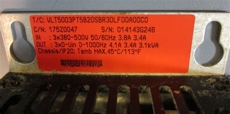 Danfoss Vlt 5000 Variable Speed Ac Drive Vlt5003pt5b20sbr3dlf00a00c0