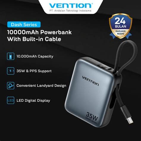 Jual Tersertifikasi Ccc Vention Powerbank Dash Series 10000mah 35w