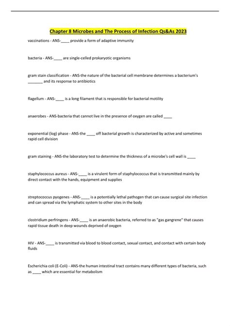 Chapter 8 Microbes And The Process Of Infection Qsandas 2023 Chapter 8