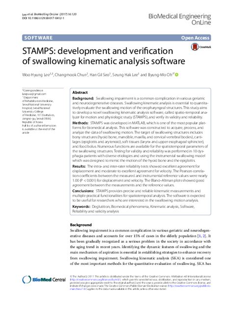 Pdf Stamps Software For Kinematic Swallowing Analysis