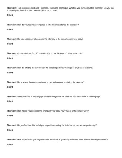 Emdr Spiral Technique Script Worksheet Fillable Pdf By Therapybypro
