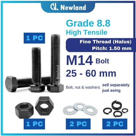 Newland M14 Fine Thread Bolt And Nuts Plain Washer Spring Washer