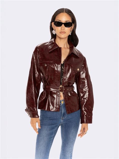 Isabella Vegan Leather Jacket Claret Leather Jacket For Date Night