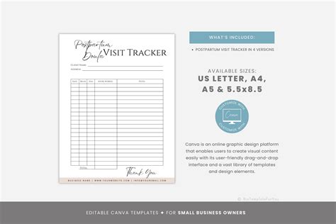 Editable Postpartum Doula Visits Notes And Tracker Templates Doula Log