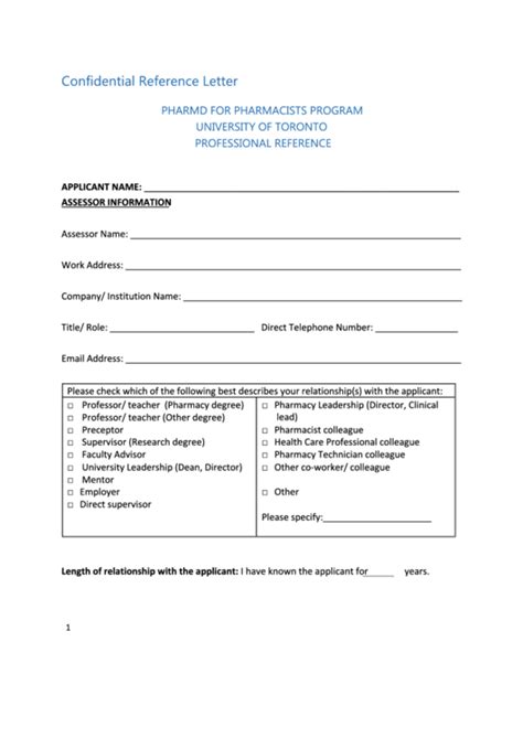 Confidential Reference Letter Template Printable Pdf Download