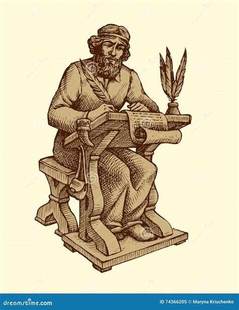Vector Drawing Of Ancient Chronicler 74366205