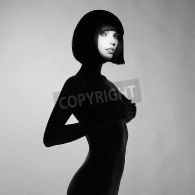 Black And White Concept Fashion Photo Of Nude Elegant Woman Wearing