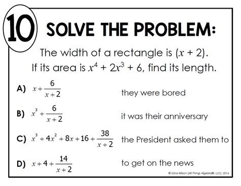 Dividing Polynomials Math Lib Activity All Things Algebra®