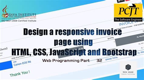 Design A Responsive Invoice Page Using Html Css Javascript And Bootstrap Youtube