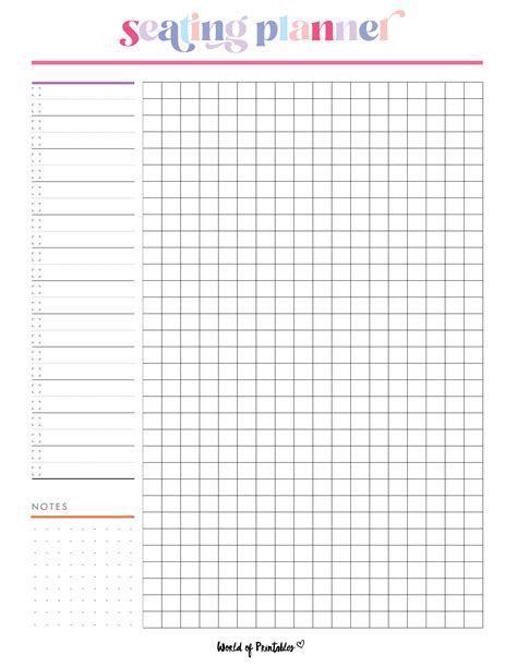 Printable Seating Charts For Classrooms