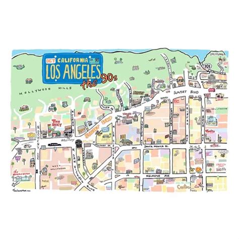 Sunset Strip Circa 90s Illustrated Map — Tom Lamb Maps