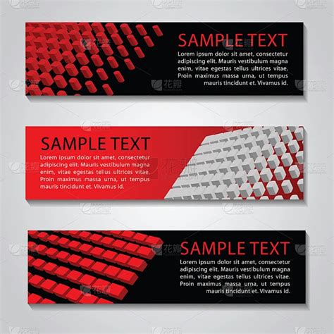 红黑颜色横幅，用于设计网站和适应背景和名片，矢量插图，点3d网风格素材 花瓣网