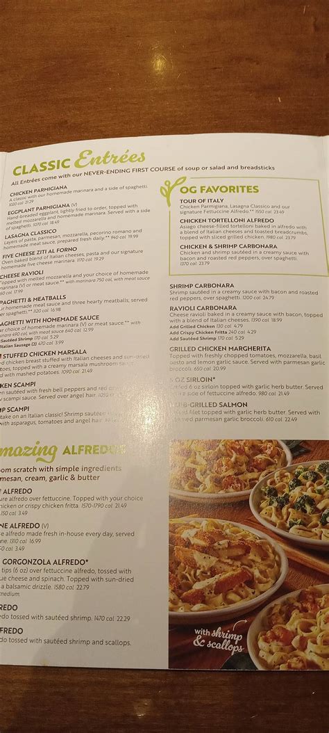 Menu At Olive Garden Italian Restaurant Burnsville County Rd 42 W