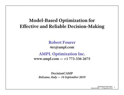 Model Based Optimization For Effective And Reliable Decision Making Pdf