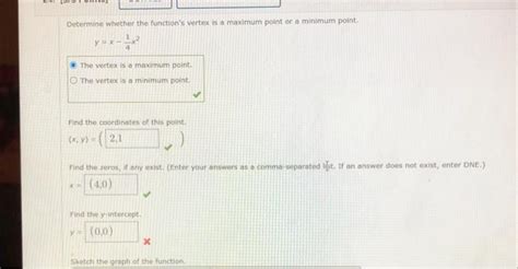 solved 24 determine whether the function s vertex is a