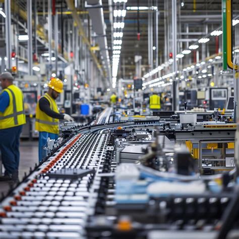 Premium Photo Busy Factory Floor Filled With Workers And Machines