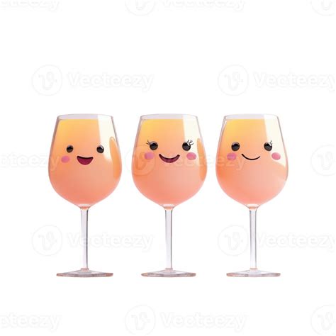 Cheerful Drinks In Three Glasses With Happy Faces Perfect For A Fun Celebration 53813304 Png