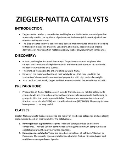 Ziegler Natta Catalysts Pdf