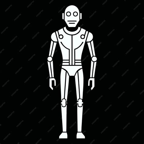 Humanoid Robot Vector Outline Illustration Premium Ai Generated Vector