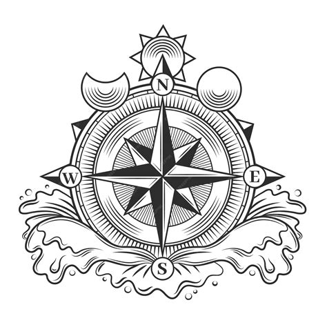 Premium Vector Compass Tattoo Minimalist Black Astrological Amulet
