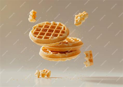 Premium Photo Stack Of Waffles Falling In The Air