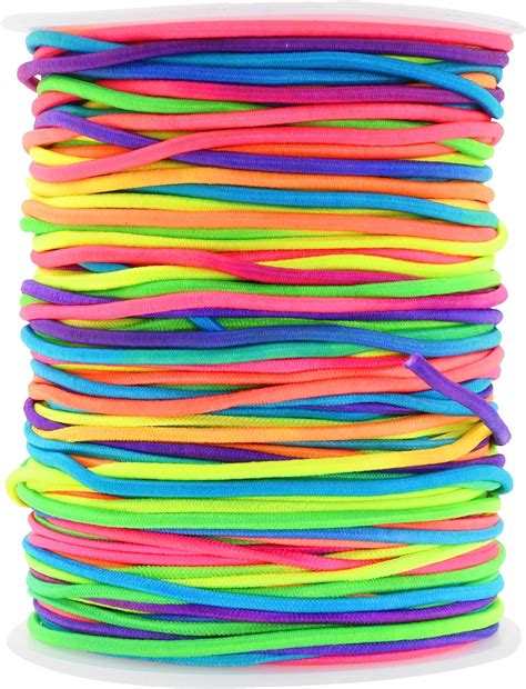 Mandala Crafts 2mm Rainbow Elastic Cord For Jewelry Making