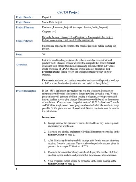 Morse Code Project 1 Pdf Telegraphy Inputoutput