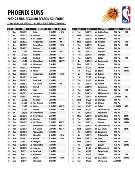 Suns Basketball Schedule Phoenix Suns Nba Basketball History